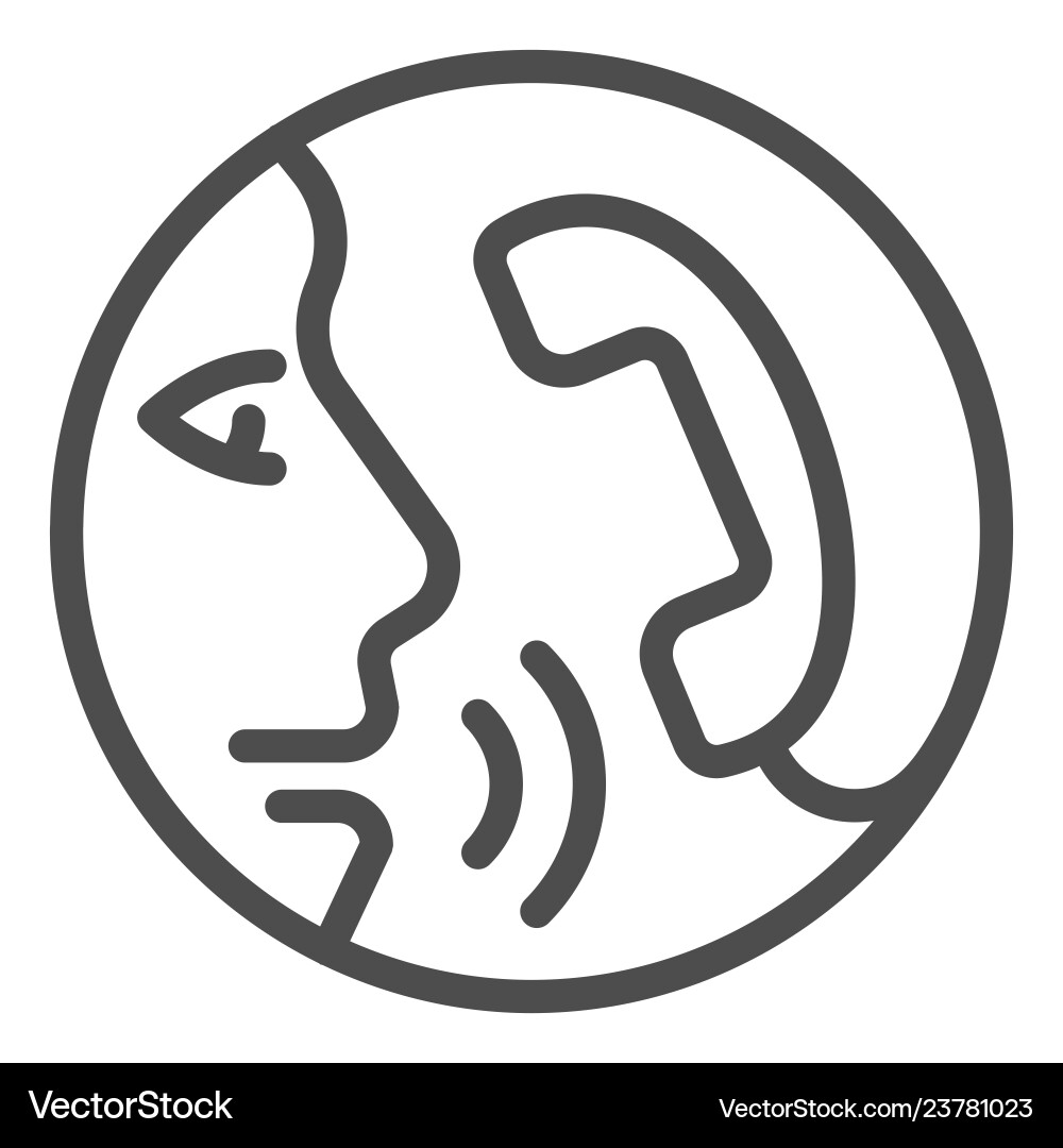 Face with handset line icon phone call Royalty Free Vector