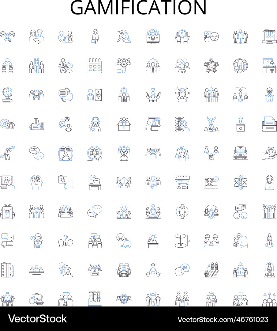 Gamification outline icons collection game play Vector Image