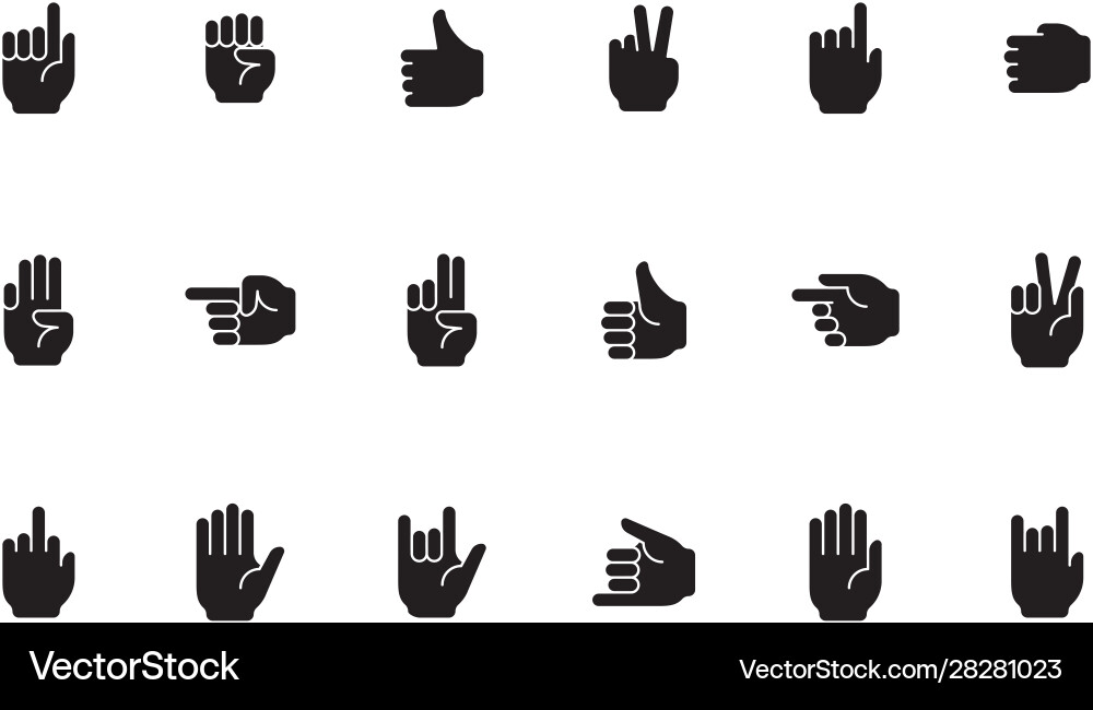 Gestures symbols human hands palm fingers zero Vector Image