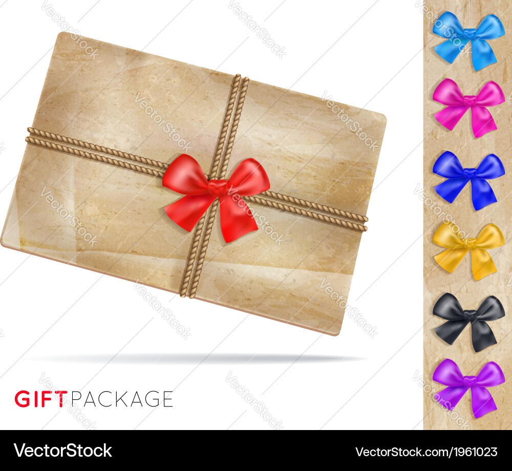 Gift package of old paper with a bow Royalty Free Vector