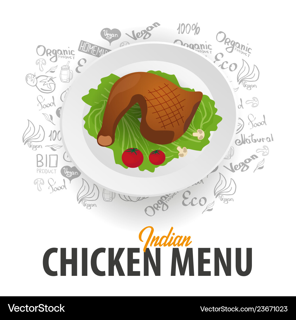 Indian chicken menu chicken dish banner Royalty Free Vector