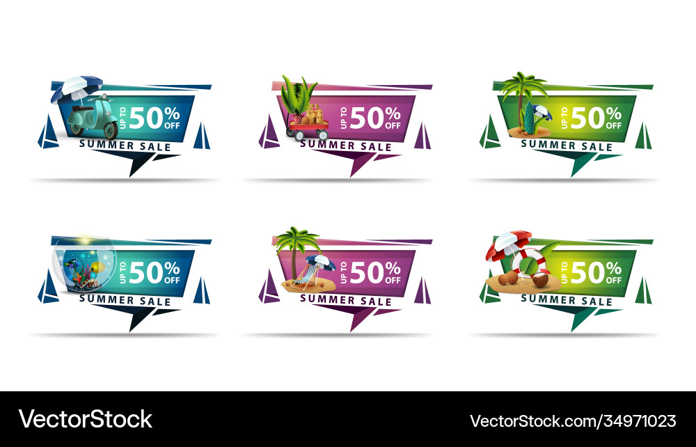 Large Collection Colorful Summer Discount Vector Image
