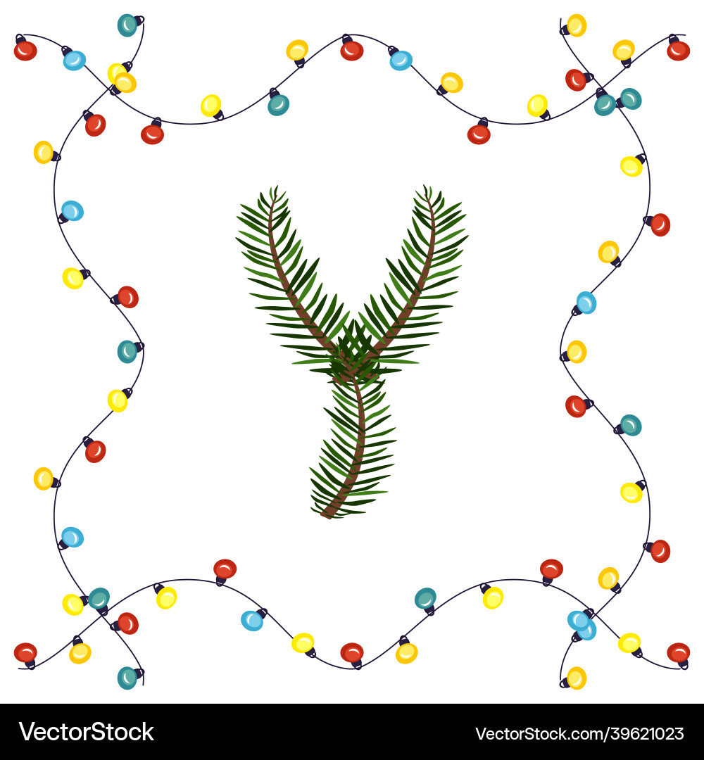 Letter y from green christmas tree Royalty Free Vector Image