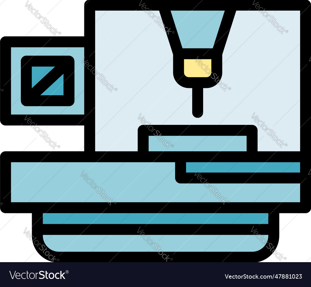 Metal cnc machine icon flat Royalty Free Vector Image