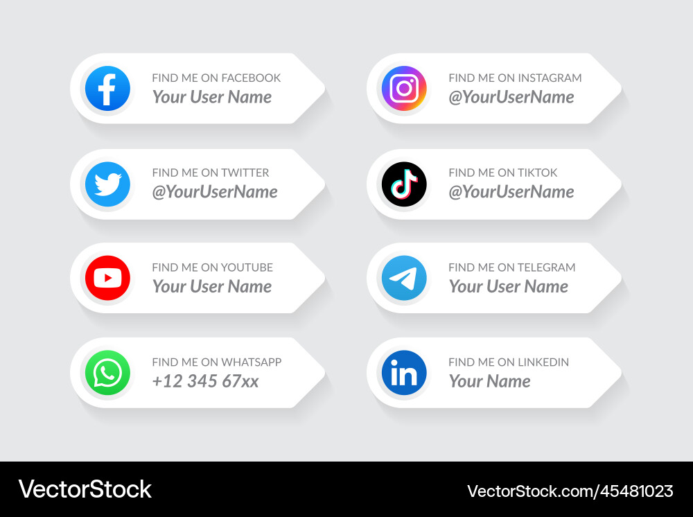 Modern social media lower third icons collection Vector Image