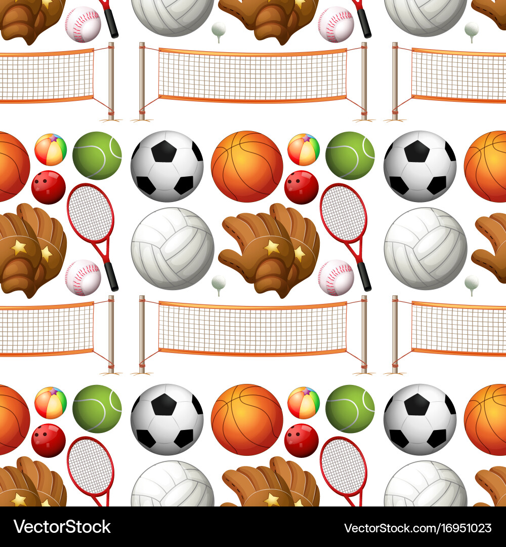 Seamless background with sport equipments Vector Image