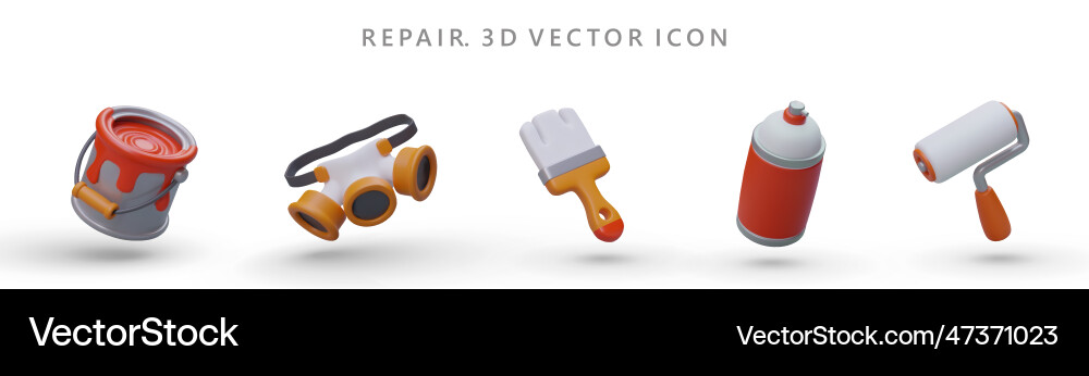 Set of 3d construction tools icons colored Vector Image