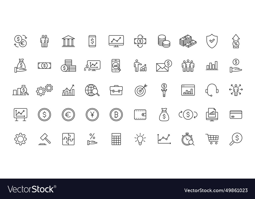 Set of business and finance web icons in line Vector Image