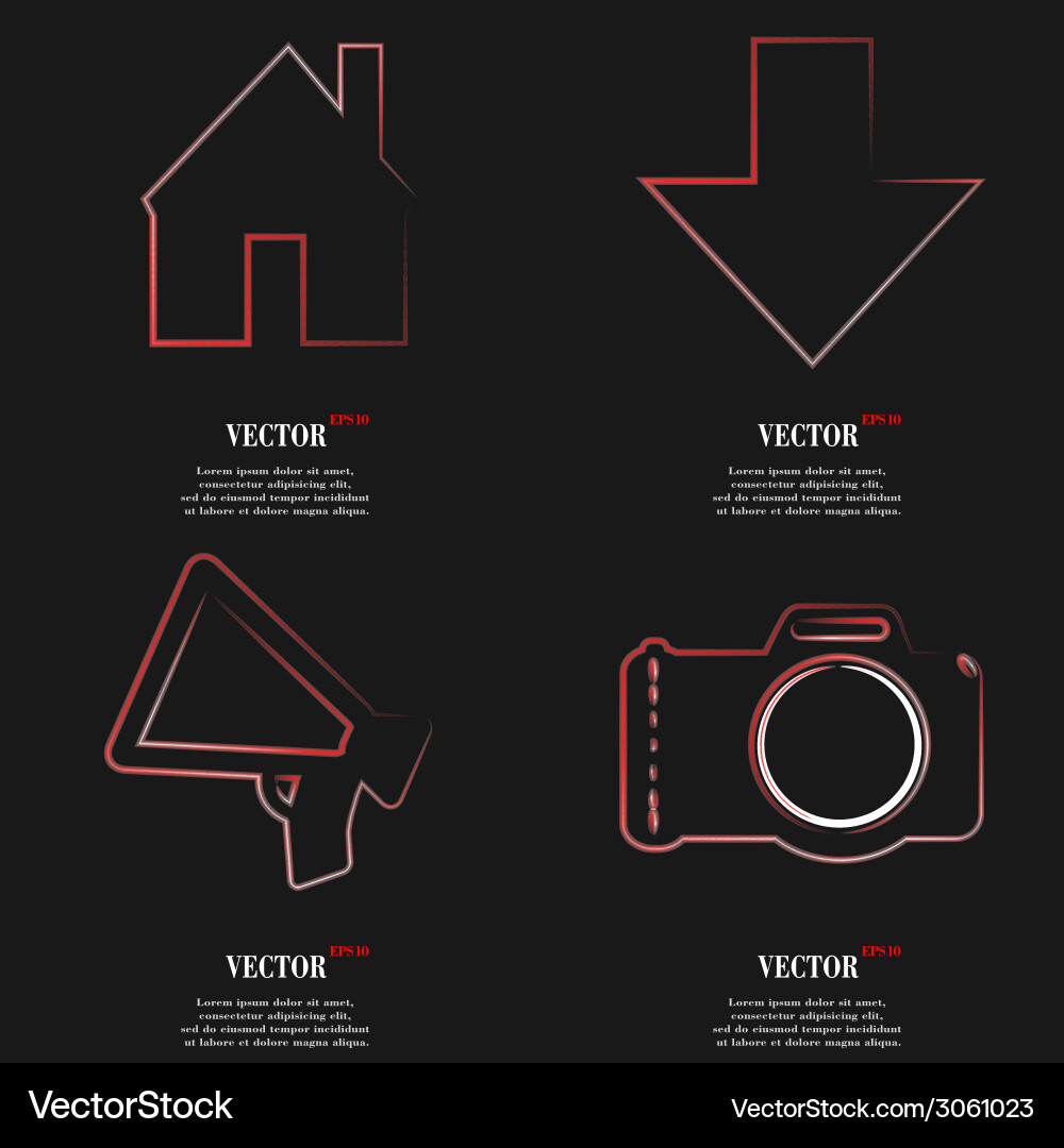 Set of red web icon flat design simple sticker Vector Image
