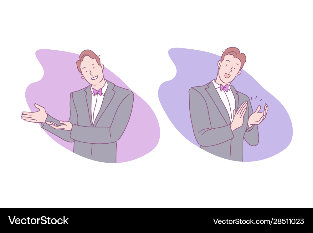 Sign language invitation to enter applause Vector Image