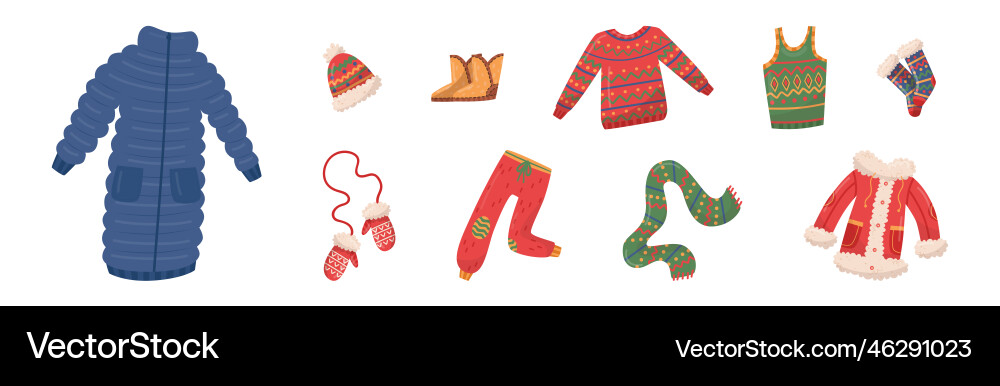 Winter knitted clothes with sweater coat Vector Image