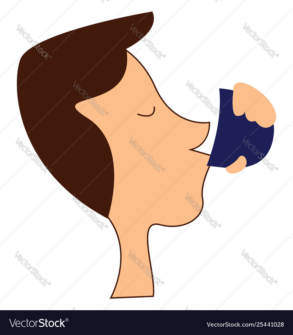 Boy drinking a cup water or color Royalty Free Vector Image