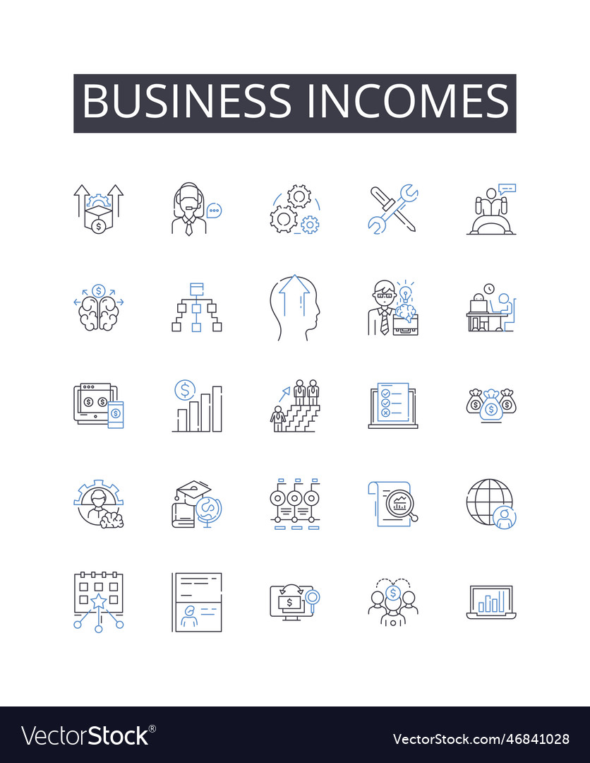 Business incomes line icons collection schedule Vector Image Business incomes line icons collection schedule Vector Image