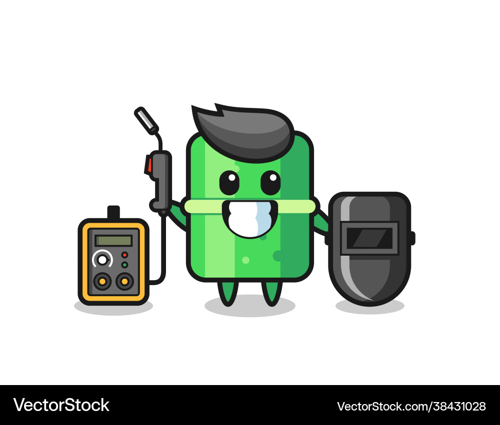 Character mascot bamboo as a welder Royalty Free Vector