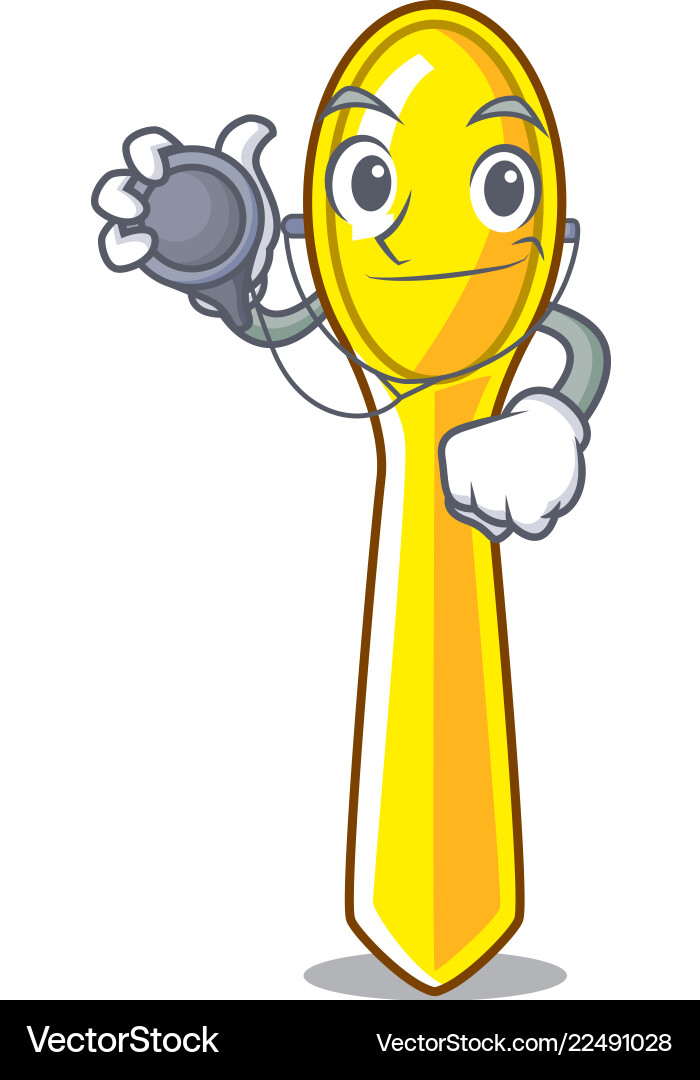 Doctor character spoon plastic for kid meal Vector Image