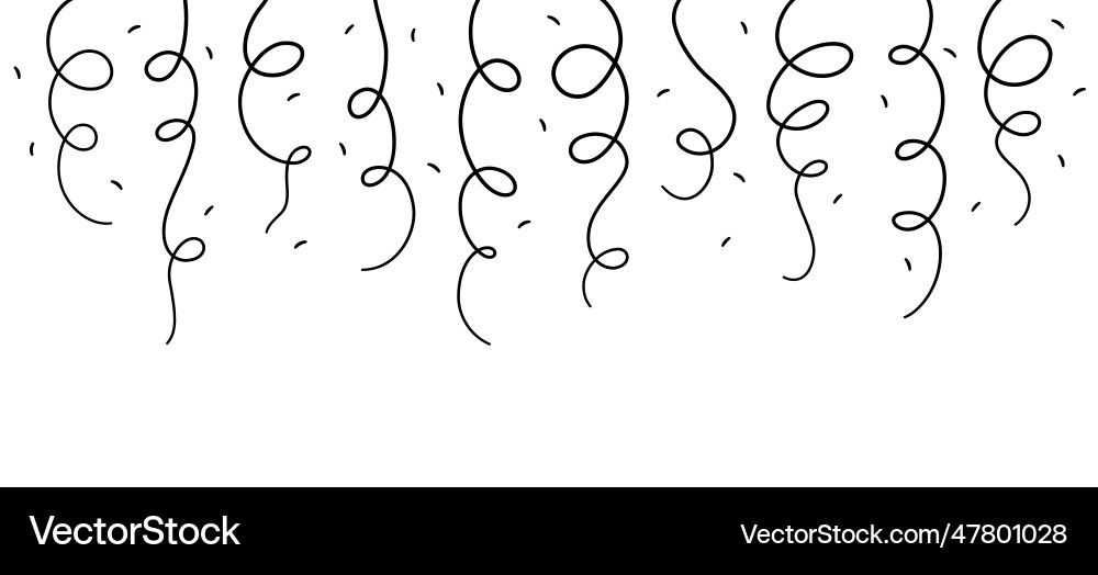 Doodle hanging confetti and streamers banner hand Vector Image