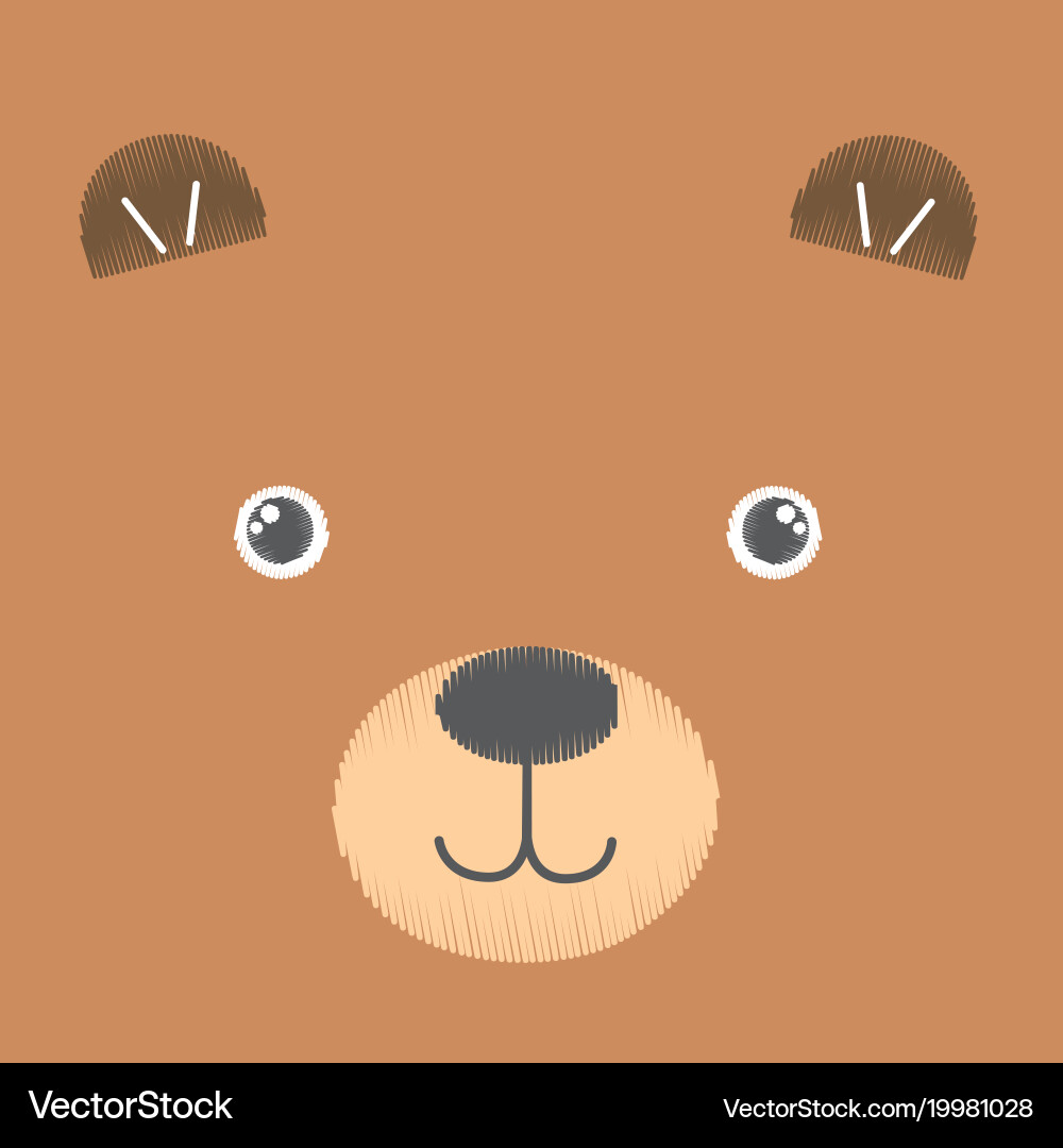 Embroidery brown toy teddy bear Royalty Free Vector Image