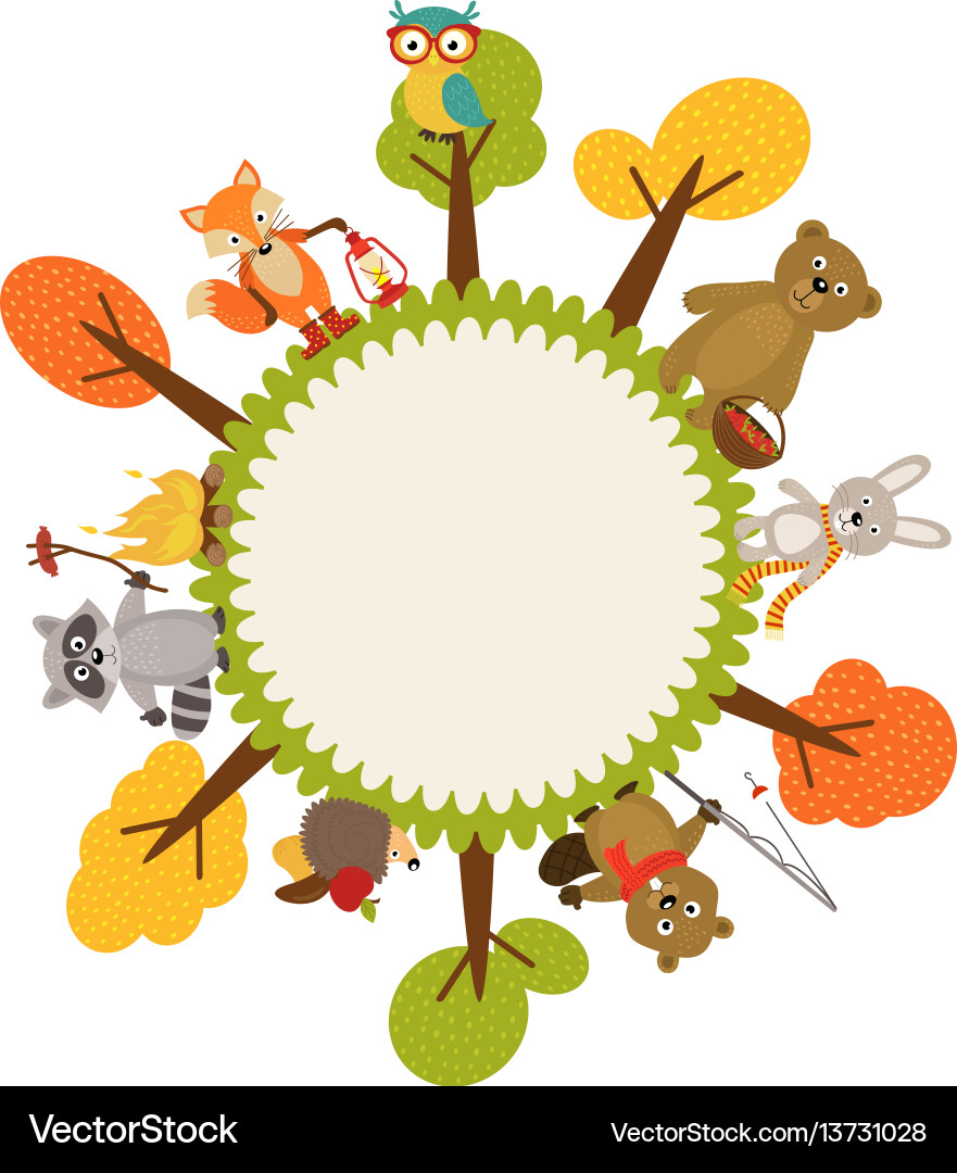 Frame with animals of forest Royalty Free Vector Image