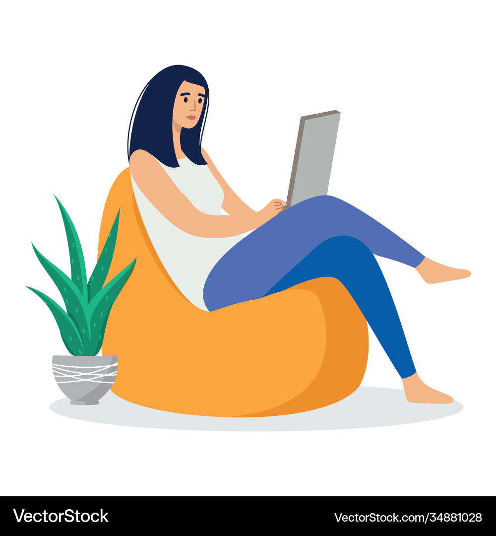 Freelancer woman work at home Royalty Free Vector Image