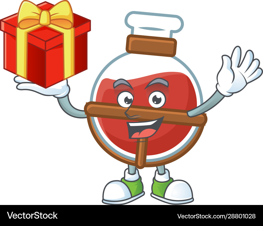 Happy face red potion cartoon character having Vector Image