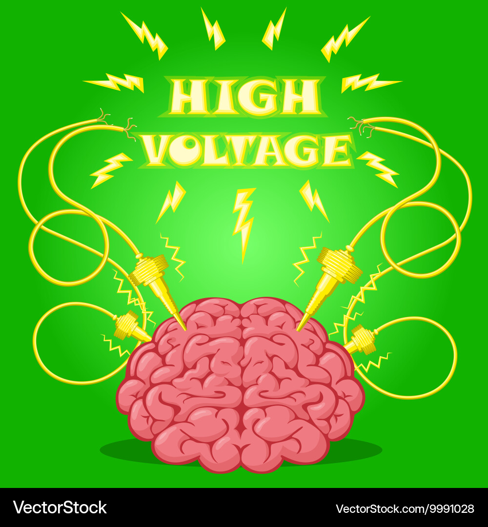 Human brain with electrodes in cartoon style Vector Image