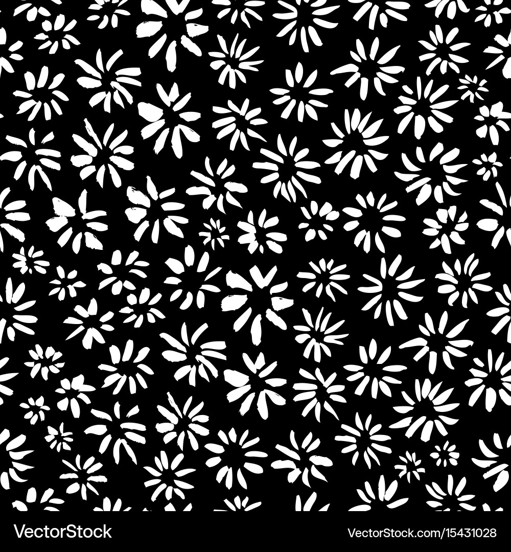 Ink seamless pattern with flowers in sketchy Vector Image