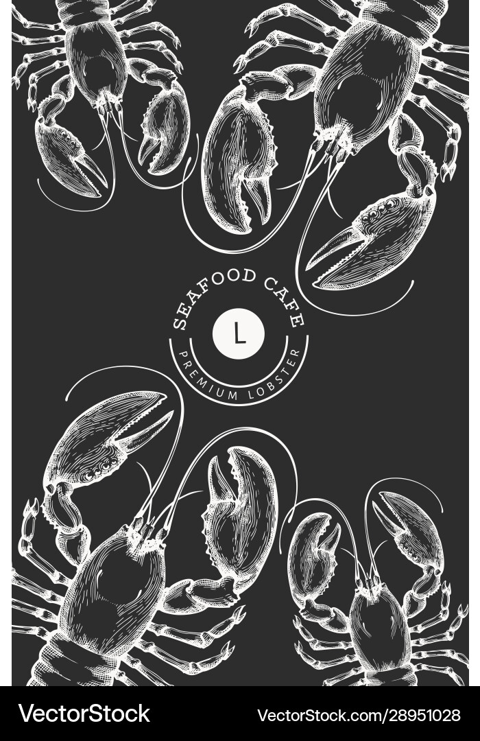 Lobster banner template hand drawn seafood Vector Image
