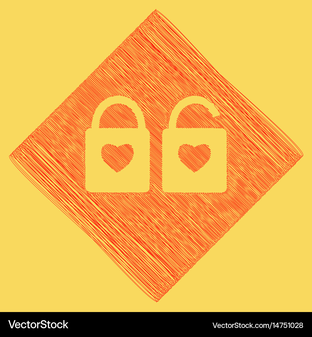 Lock sign with heart shape a simple silhouette Vector Image