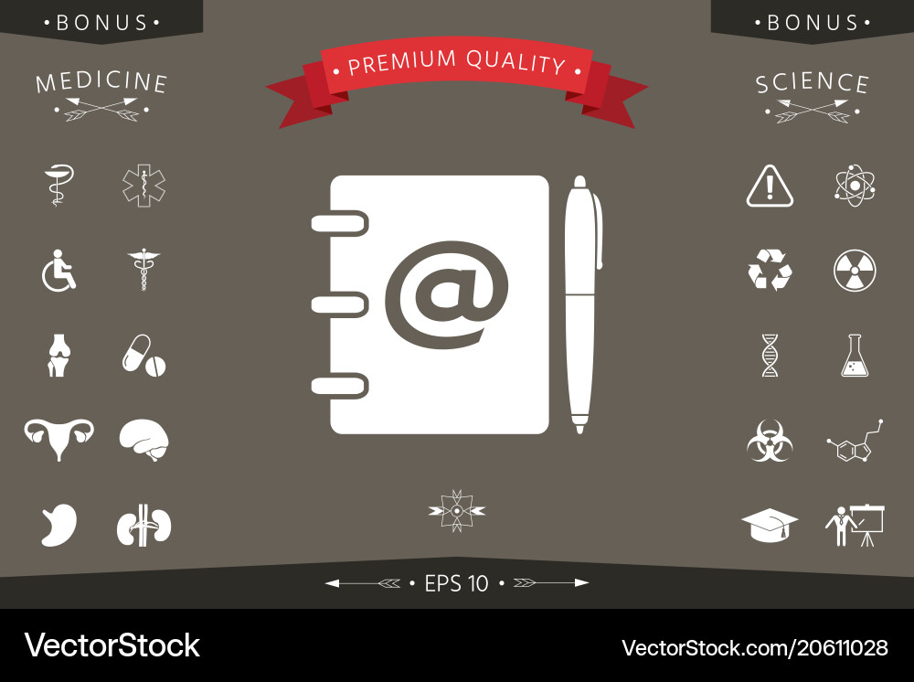 Notebook address phone book with email symbol Vector Image