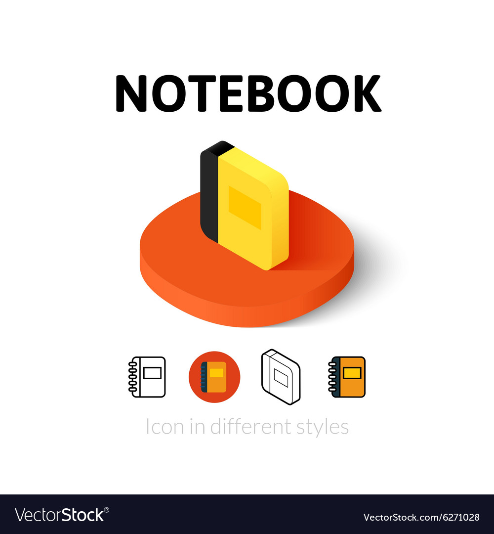 Notebook icon in different style Royalty Free Vector Image