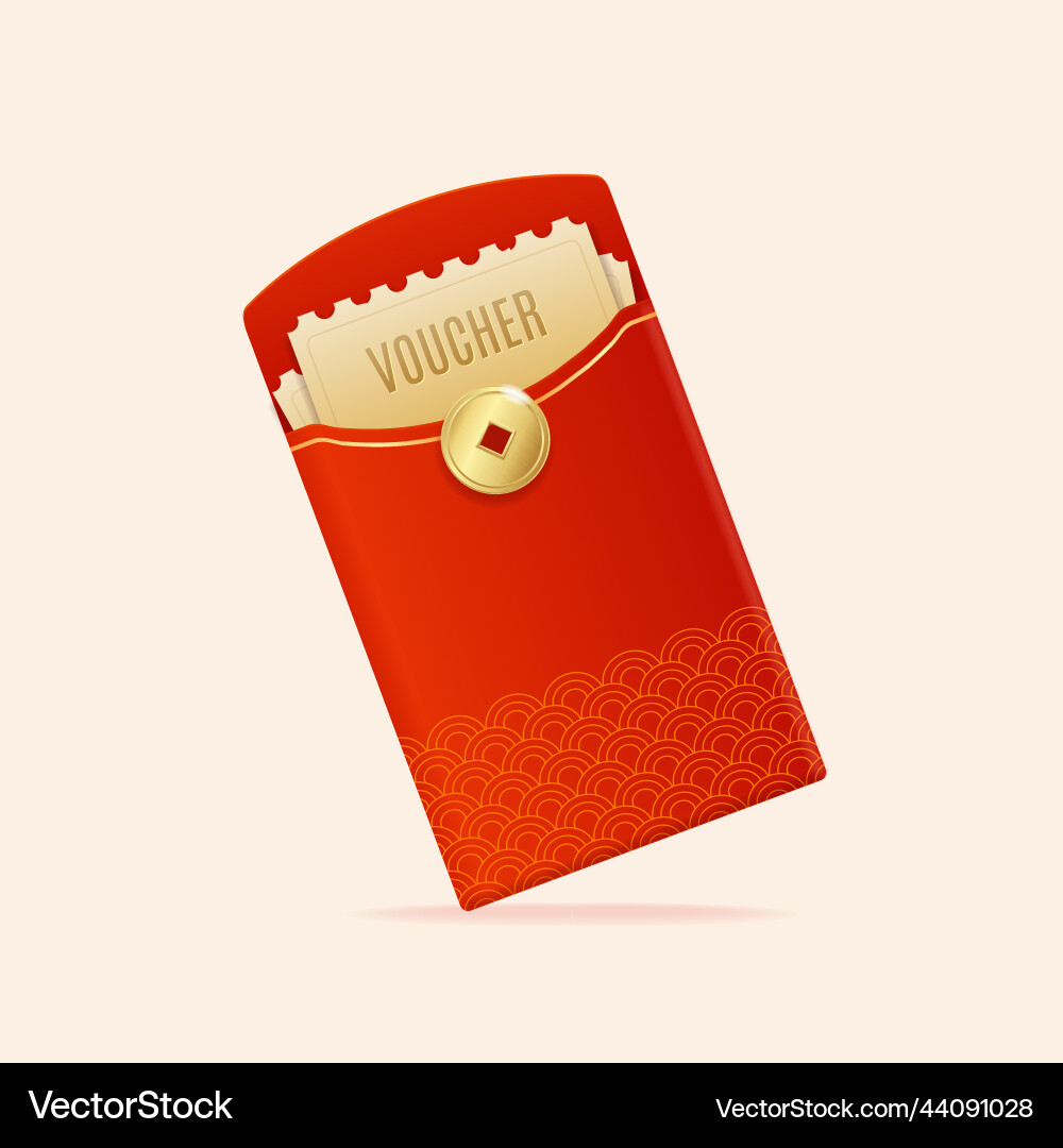 Realistic detailed 3d chinese red packet Vector Image