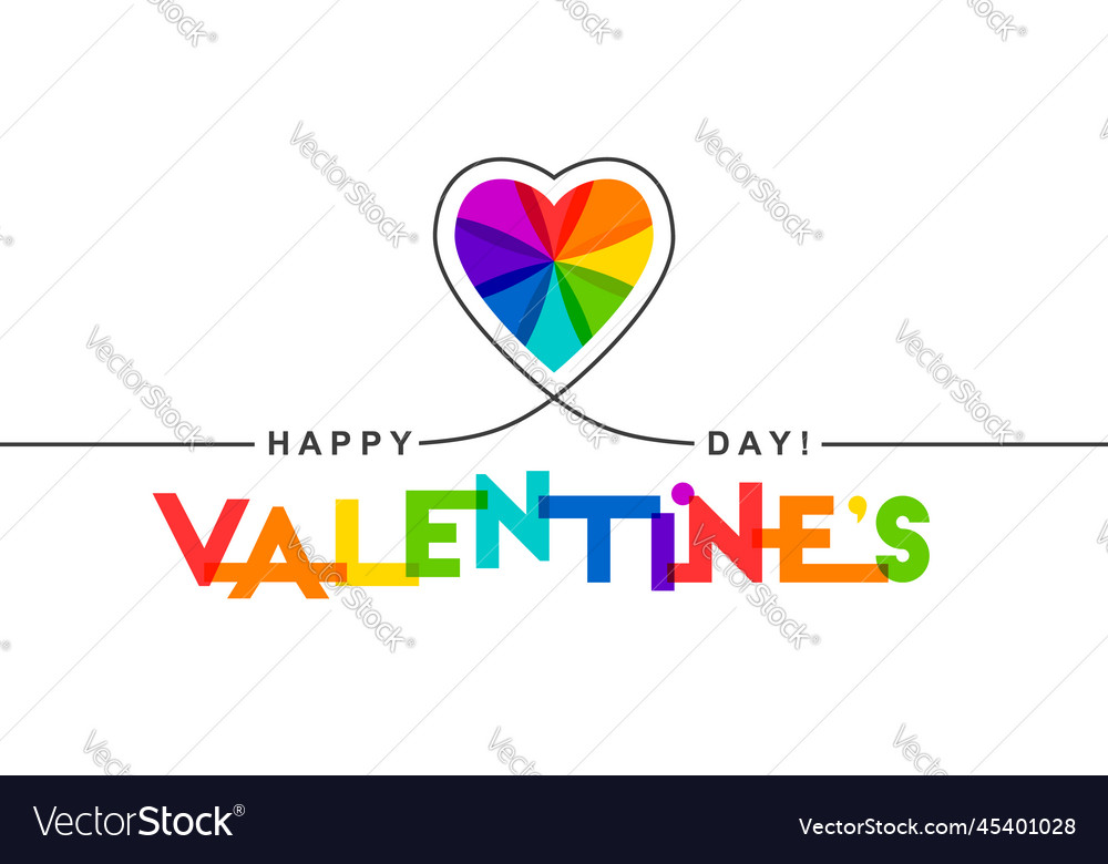 Valentines day and heart made of rainbow colors Vector Image