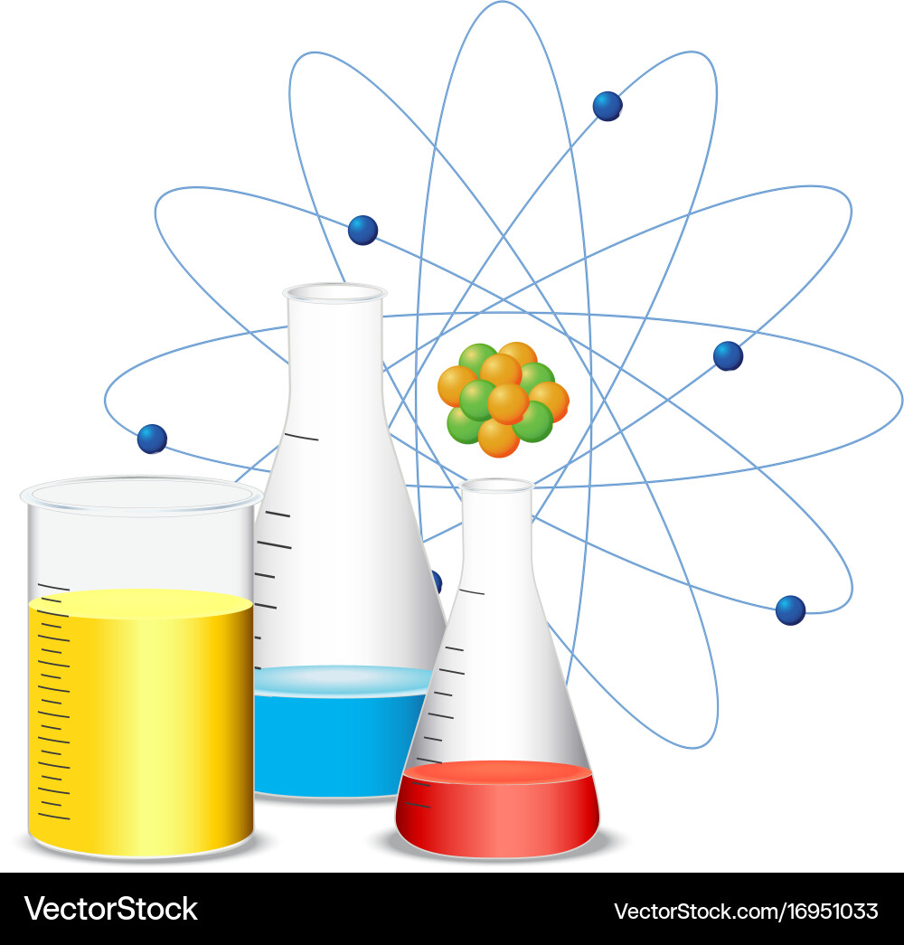 Beakers filled with colorful liquid Royalty Free Vector