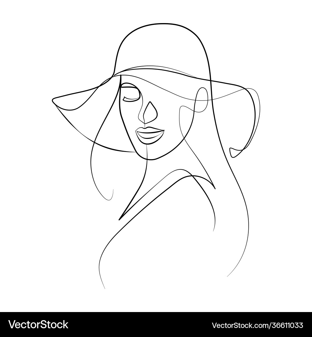 Beautiful female line art drawing Royalty Free Vector Image