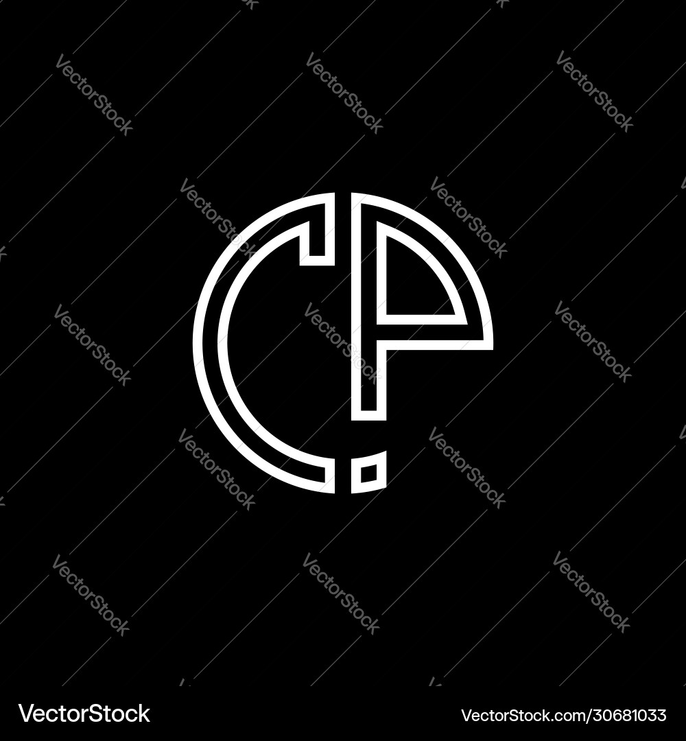 Cp monogram logo circle ribbon style outline Vector Image