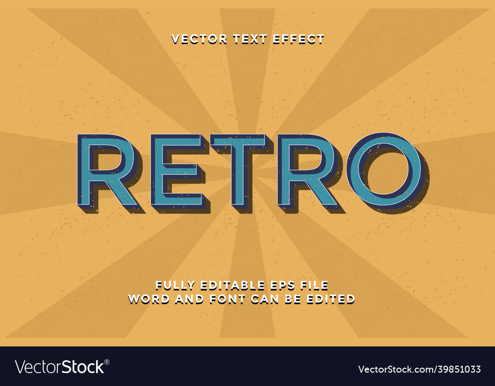 Editable retro text effect Royalty Free Vector Image