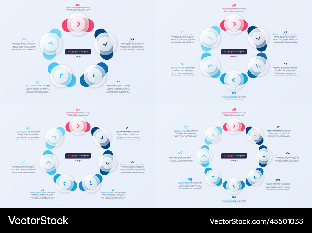 Five six seven and eight option circle infographic