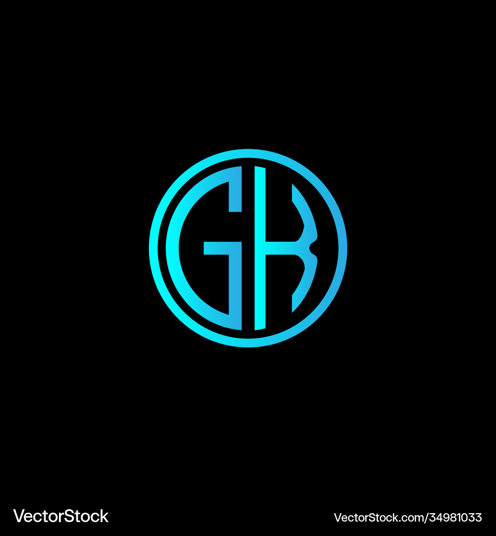 Gk monogram letter icon design on black Royalty Free Vector