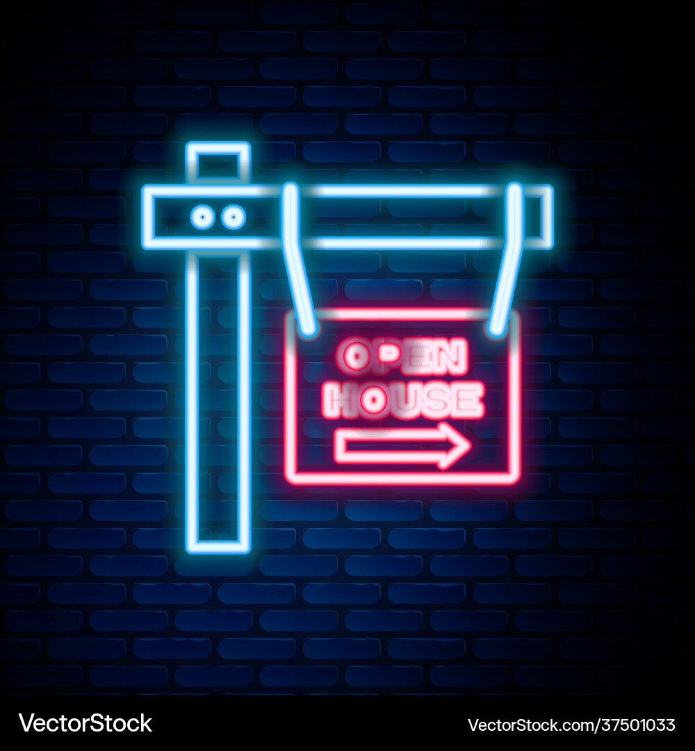 Glowing neon line hanging sign with text open Vector Image