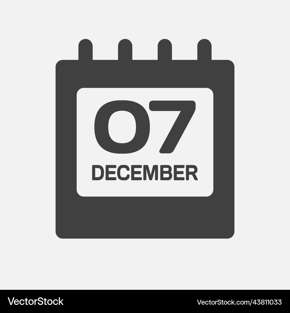 Icon day date 7 december template calendar page Vector Image
