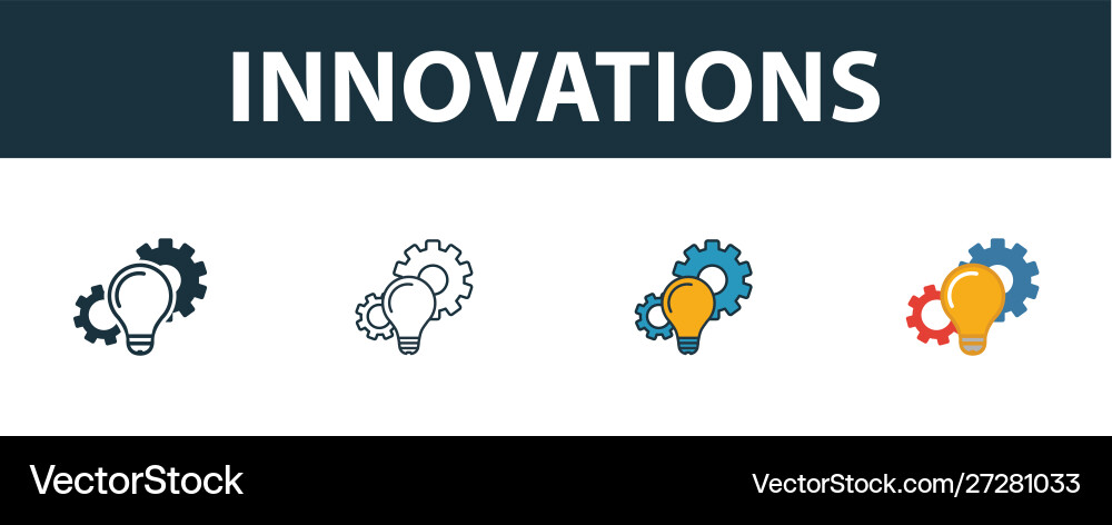Innovations icon set premium symbol in different Vector Image