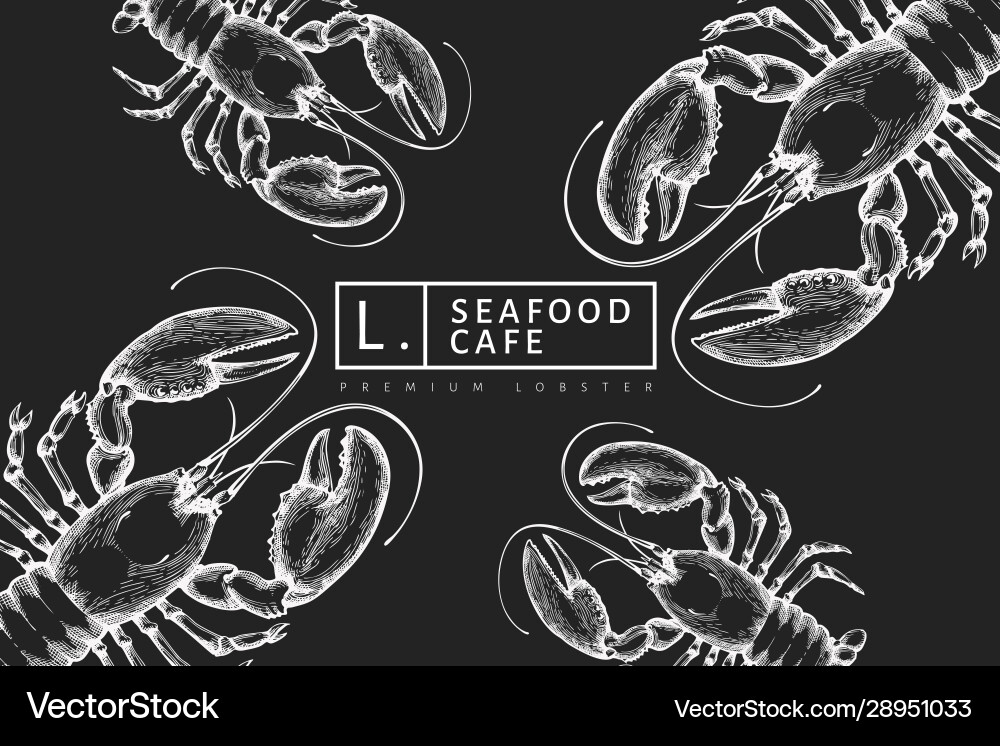 Lobster banner template hand drawn seafood Vector Image