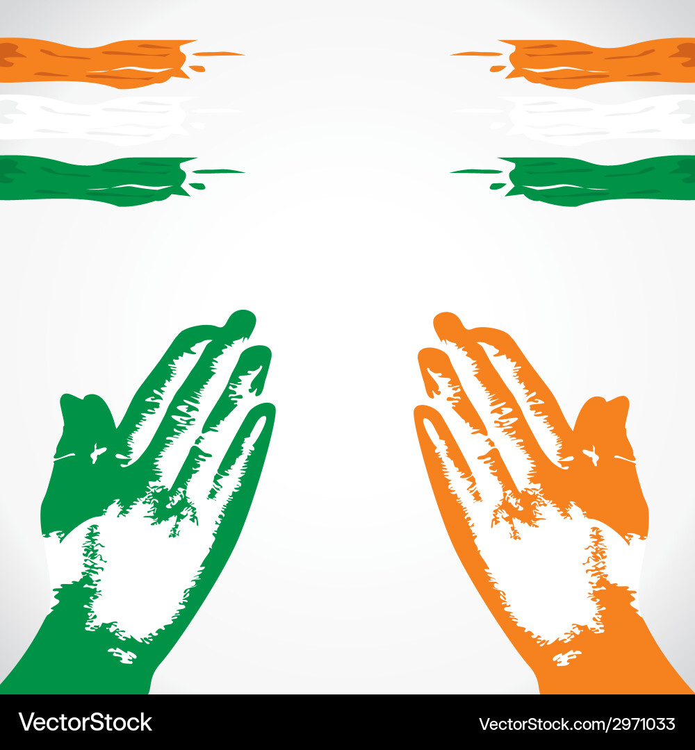 Praying in hand india flag color Royalty Free Vector Image