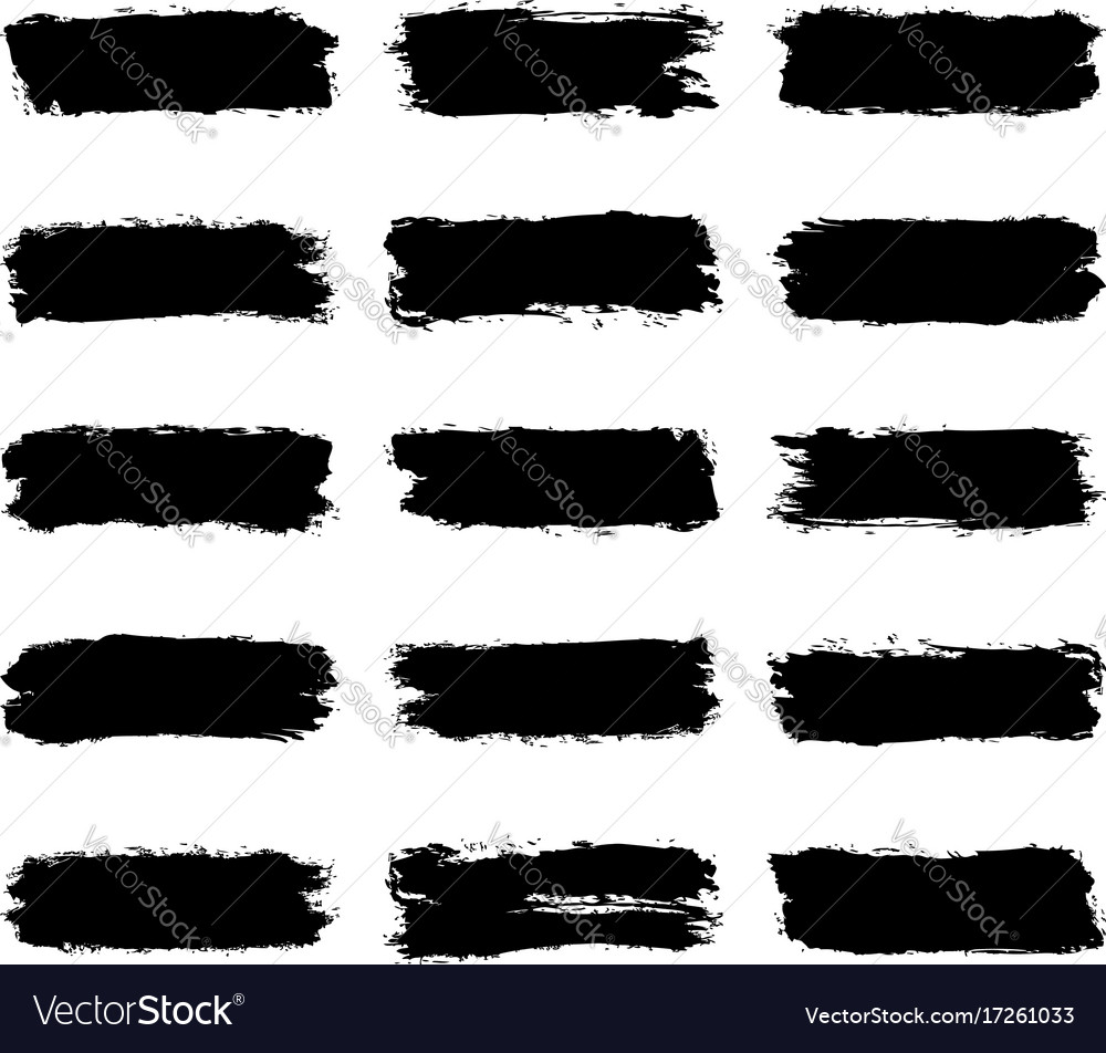 Set black brushstroke paint Royalty Free Vector Image