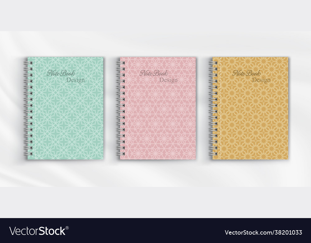 Set geometric pattern notebook cover Royalty Free Vector