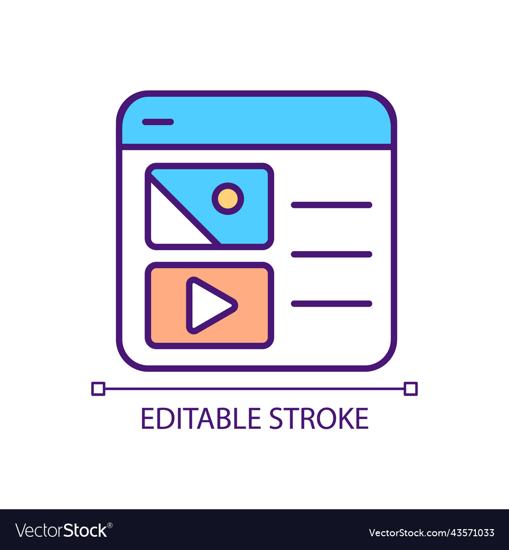 Website with multimedia elements rgb color icon Vector Image