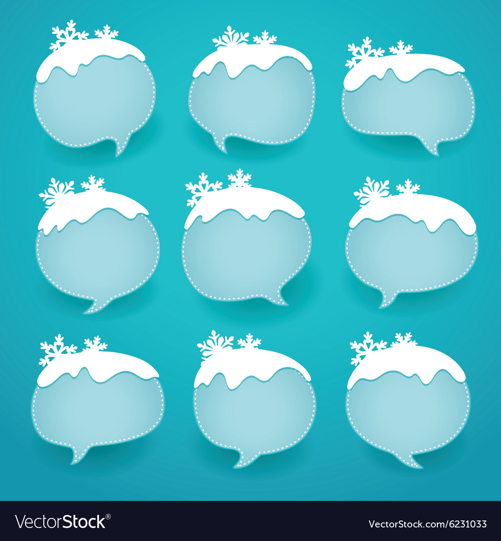 Winter labels in form of speech snow bubbles Vector Image