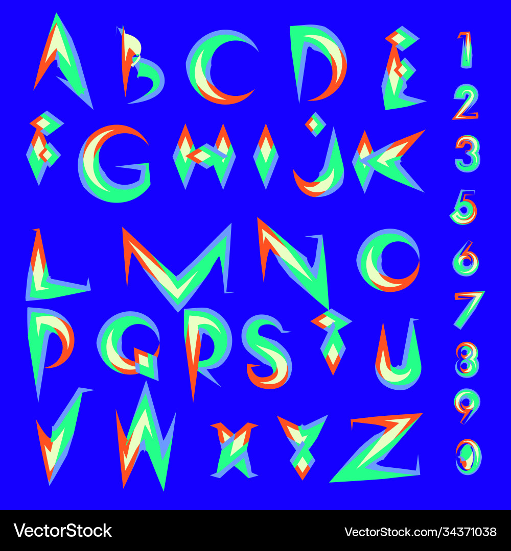 Abstract colorful font and alphabet Royalty Free Vector