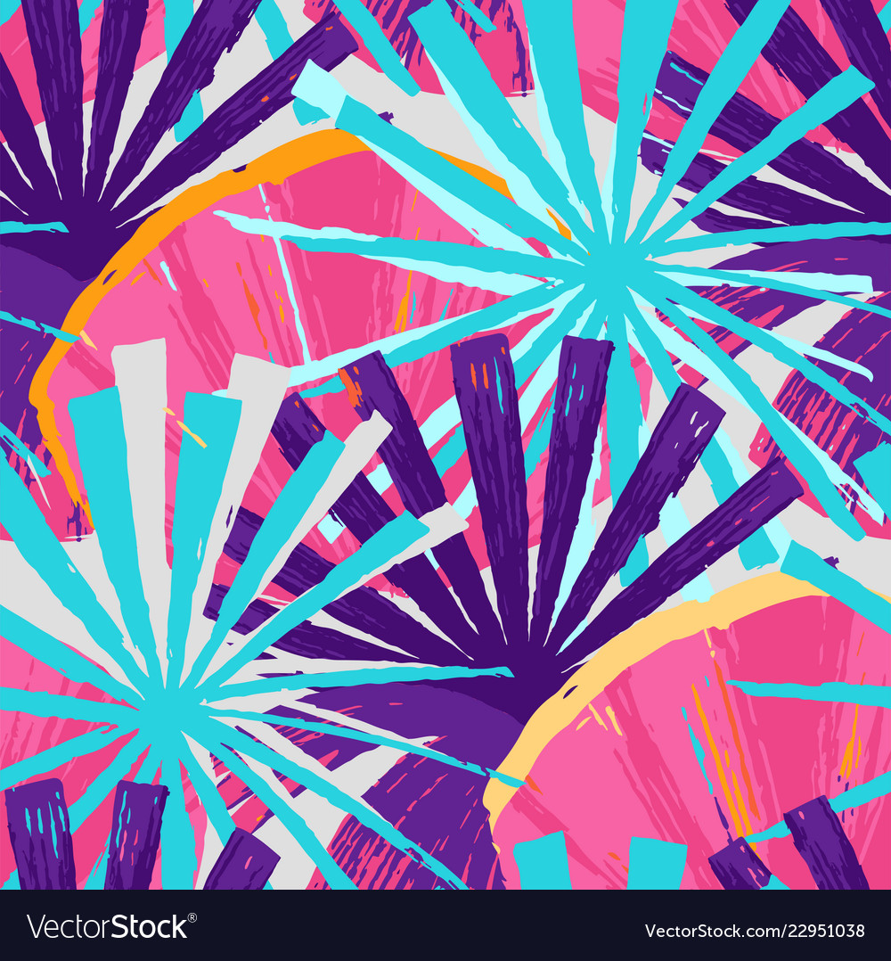 Abstract Seamless Pattern Of Exotic Leaves Vector Image