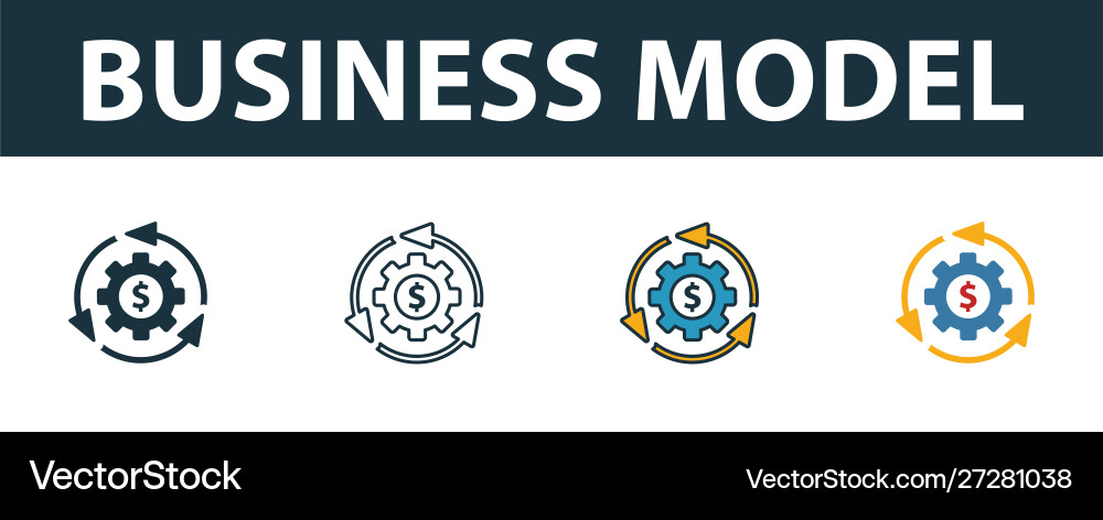 Business model icon set premium symbol Royalty Free Vector